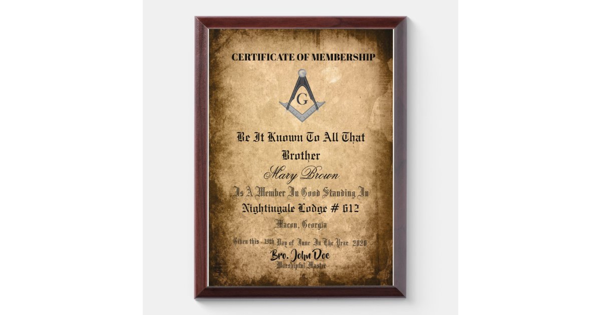 Master Mason Award Plaque | Zazzle