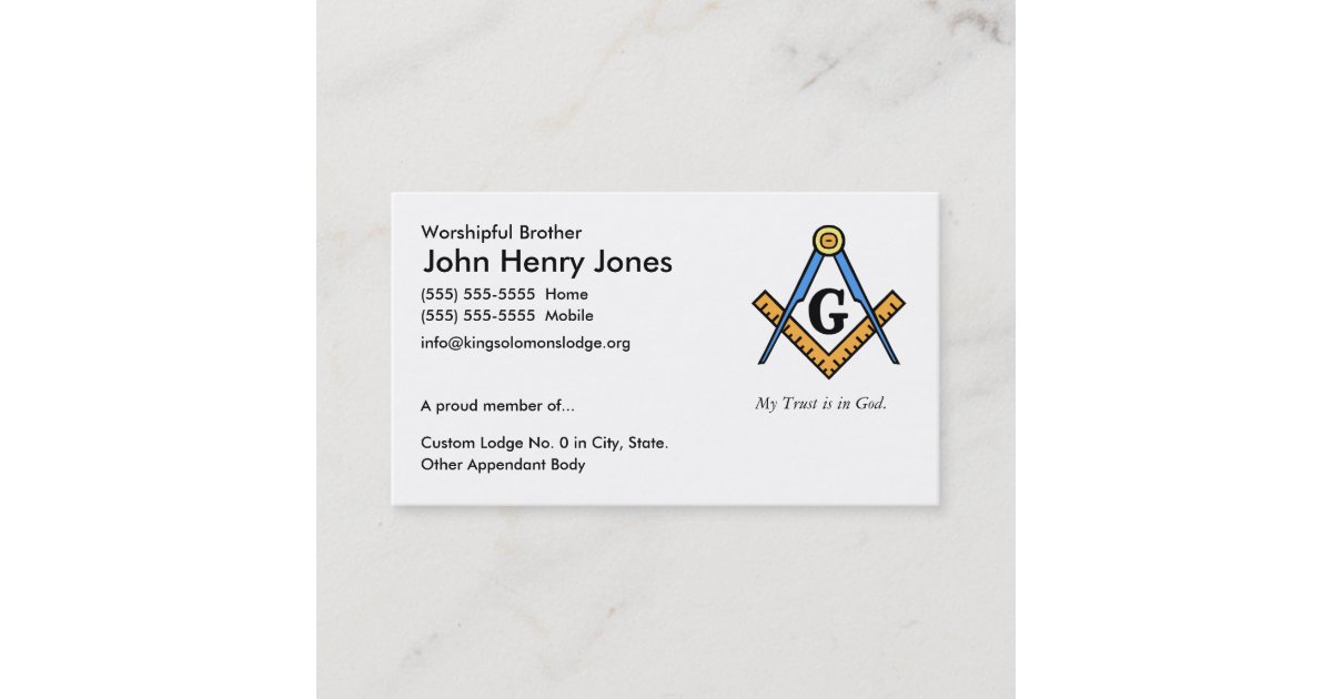 Master Mason Business Card | Zazzle