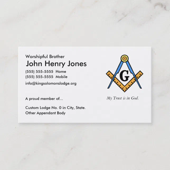 Master Mason Business Card | Zazzle