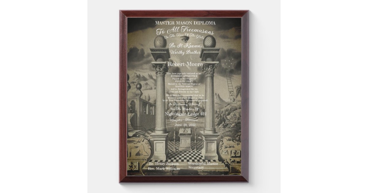 Master Mason Diploma Award Plaque | Zazzle