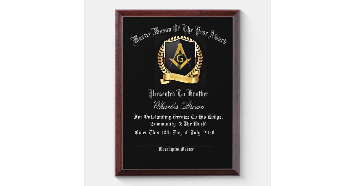 Master Mason of the year Award Plaque | Zazzle