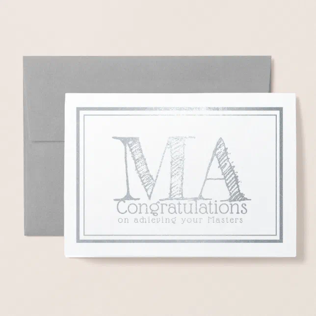 Master of Art degree silver congratulations card | Zazzle