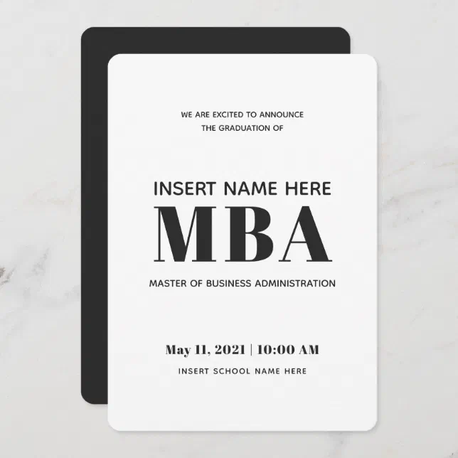Master of Business Administration MBA Graduation Announcement | Zazzle