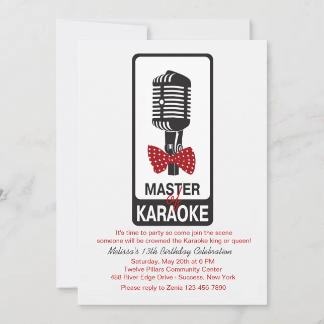 Master of Karaoke Birthday Party Invitation | Zazzle