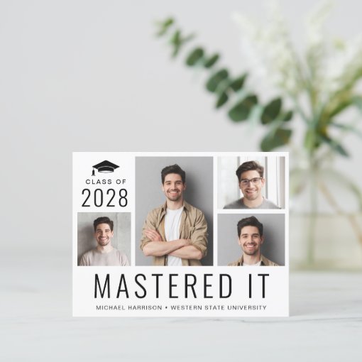Mastered It 5 Photo Masters Degree Graduation Announcement Postcard ...