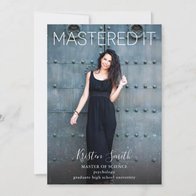 Mastered It Graduate Photo Announcement | Zazzle