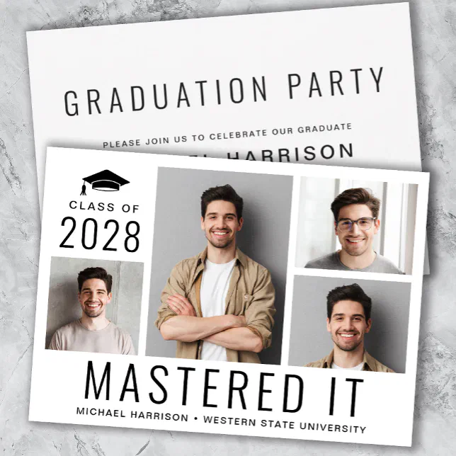 Mastered It Photo Masters Degree Graduation Party Invitation | Zazzle
