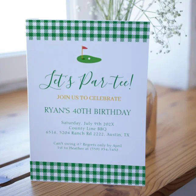 Masters Birthday Golf Theme for Older Adult Invitation | Zazzle