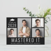 Masters Degree Photo Black Graduation Party Invitation | Zazzle
