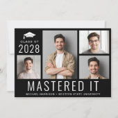 Masters Degree Photo Black Graduation Party Invitation | Zazzle