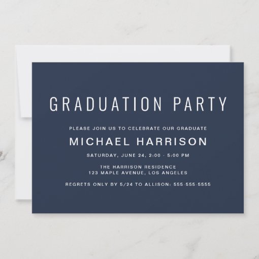 Masters Degree Photo Blue Graduation Party Invitation | Zazzle
