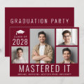 Masters Degree Photo Burgundy Graduation Party Invitation | Zazzle