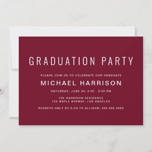 Masters Degree Photo Burgundy Graduation Party Invitation | Zazzle