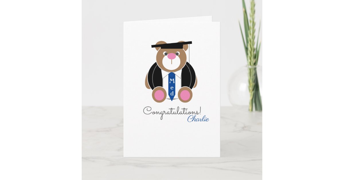 Masters in education congratulations bear card | Zazzle