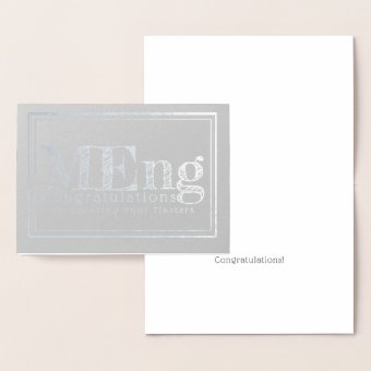 Masters in engineering degree congratulations foil card | Zazzle