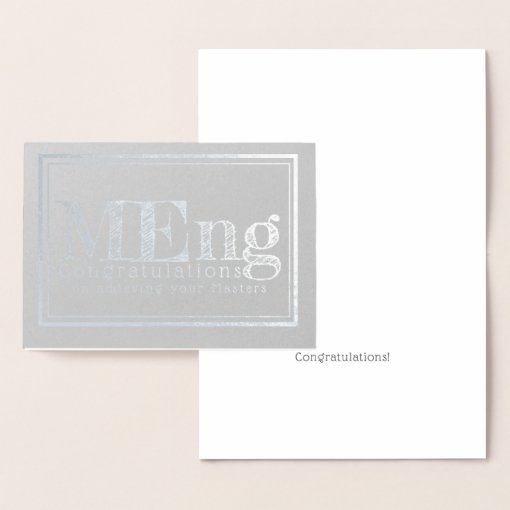 Masters in engineering degree congratulations foil card | Zazzle