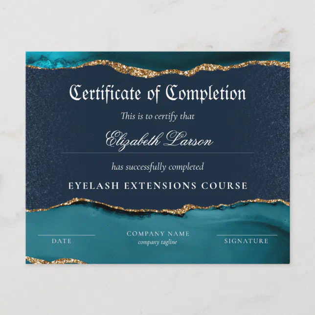 Mastery in Certificate of Completion Blue Agate | Zazzle