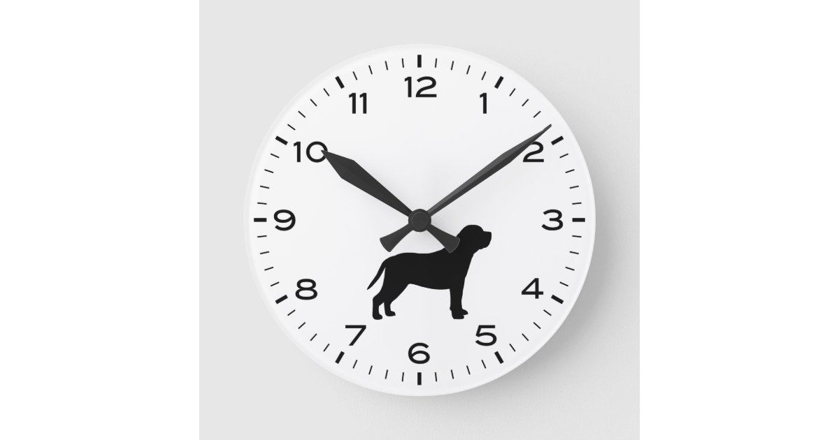 Mastiff Dog Breed Silhouette Round Clock | Zazzle