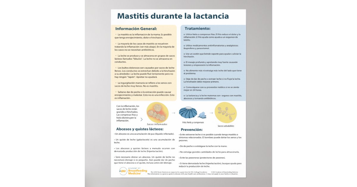 Mastitis in Breastfeeding Poster (Spanish) | Zazzle