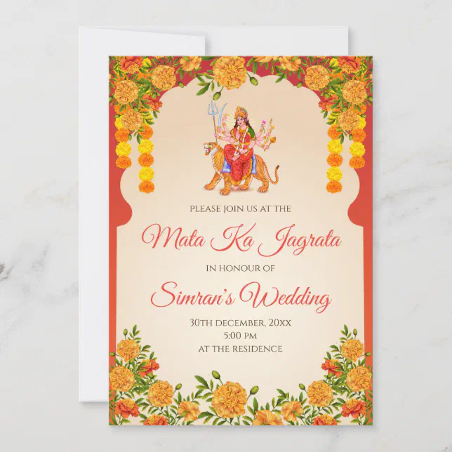 Mata ka Jagrata invites Chowki puja invitation | Zazzle