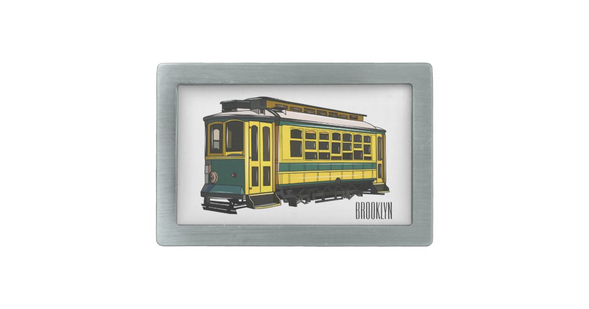 Mata trolley cartoon illustration belt buckle | Zazzle