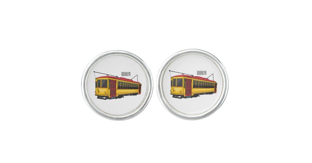 Mata trolley cartoon illustration cufflinks | Zazzle