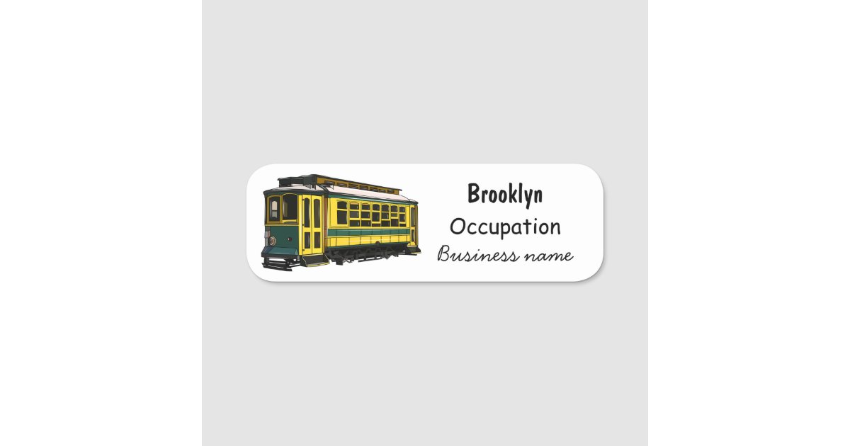 Mata trolley cartoon illustration name tag | Zazzle