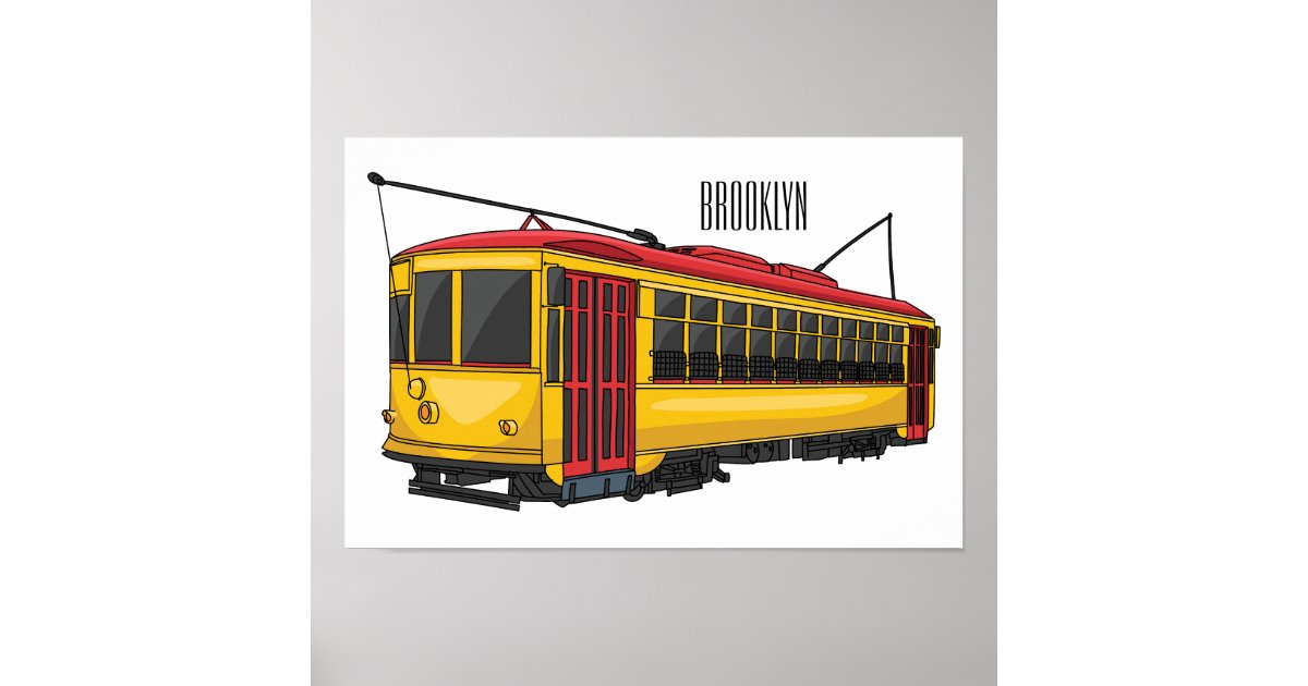Mata trolley cartoon illustration poster | Zazzle