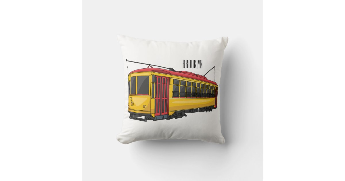Mata trolley cartoon illustration throw pillow | Zazzle