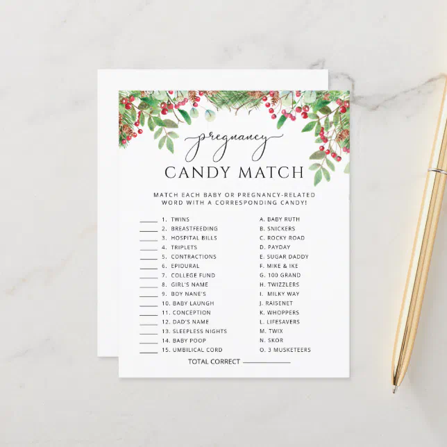 Match the Candy Bar Baby Shower Game | Zazzle