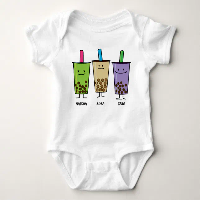 Matcha boba tea green drink milk Taro tapioca Baby Bodysuit | Zazzle