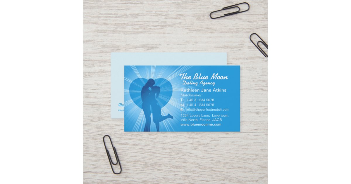 Matchmaker dating agency blue business card | Zazzle