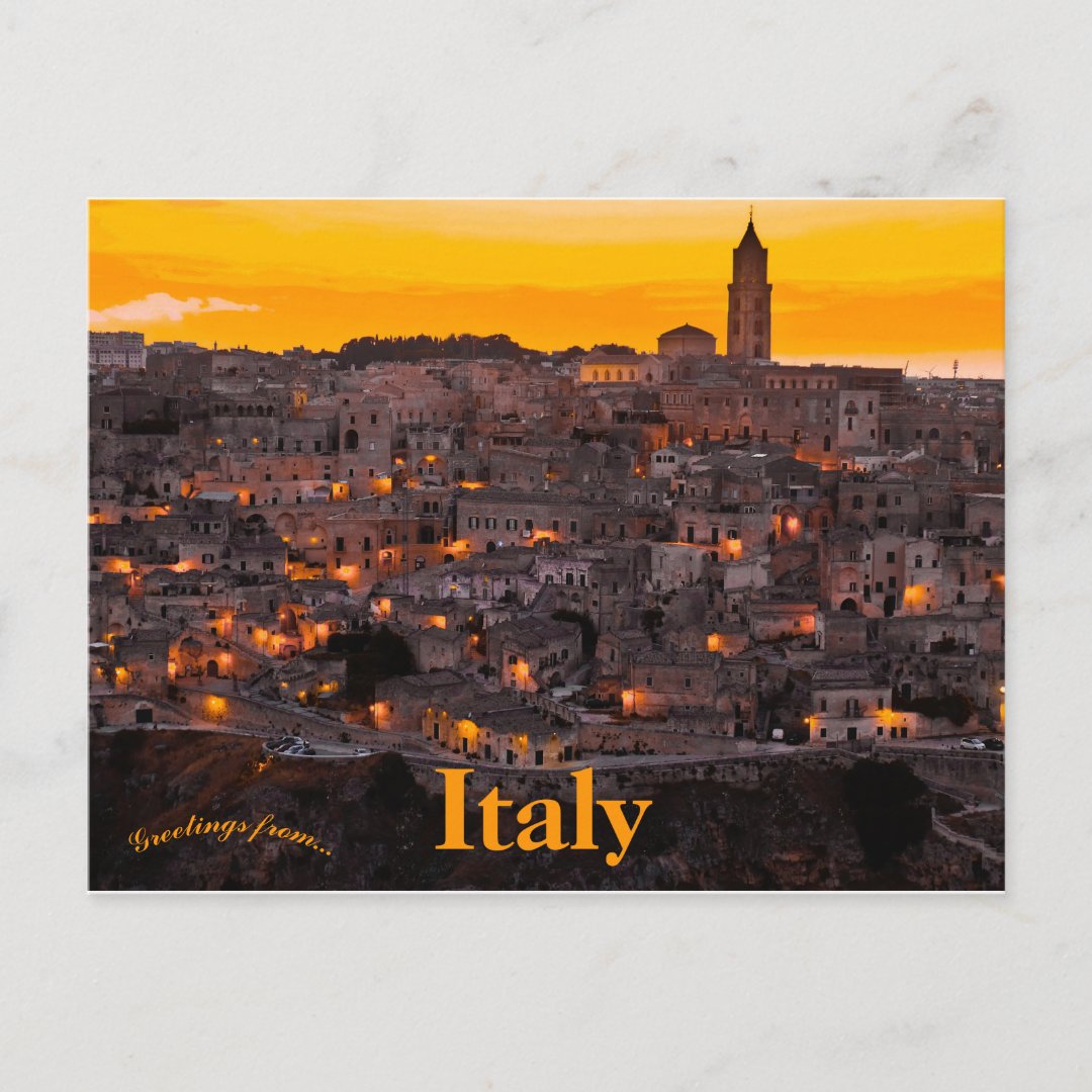 Matera Italy at Sunset Postcard | Zazzle