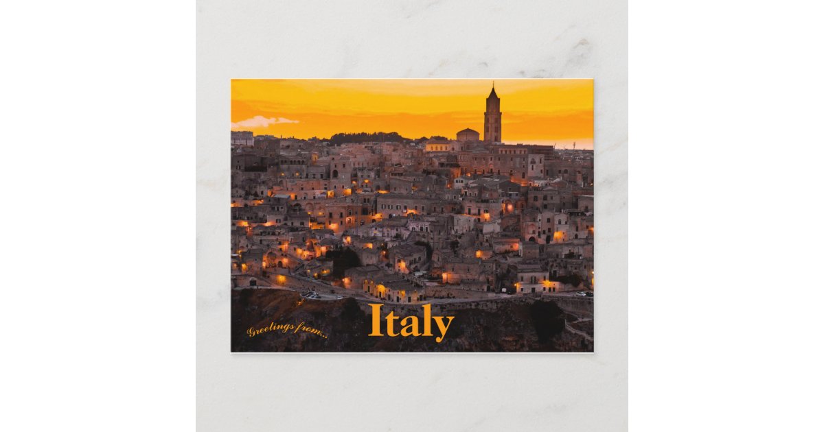 Matera Italy at Sunset Postcard | Zazzle