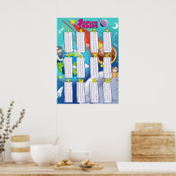 Math Addition Tables Educational Cute Astronauts Poster | Zazzle