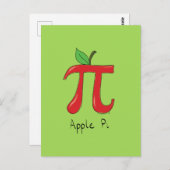 Math Apple Pi Symbol Teacher Cute Cartoon Postcard | Zazzle