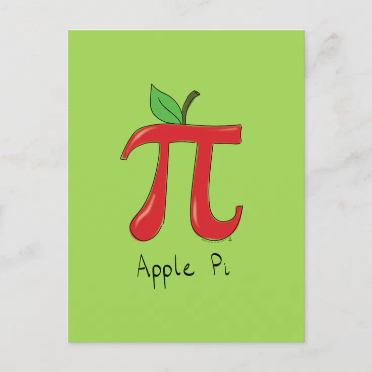 Math Apple Pi Symbol Teacher Cute Cartoon Postcard | Zazzle