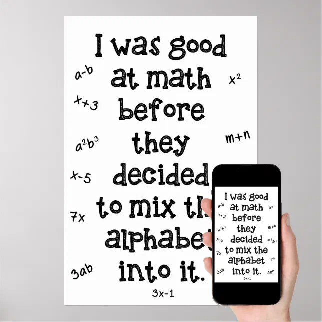Math before alphabet poster | Zazzle