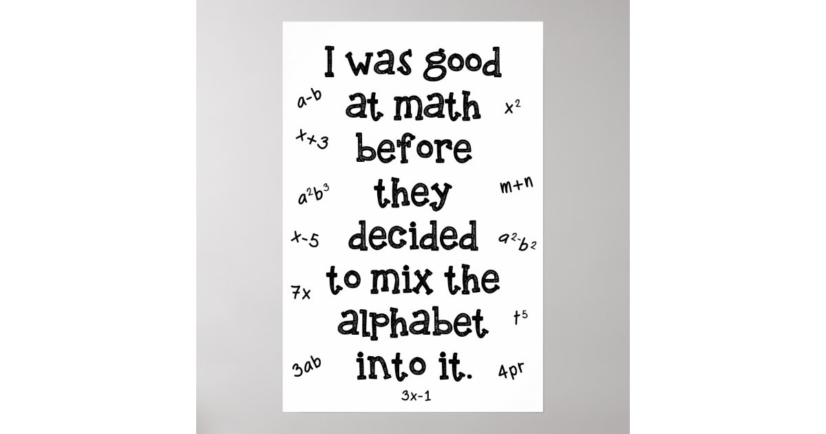 Math before alphabet poster | Zazzle