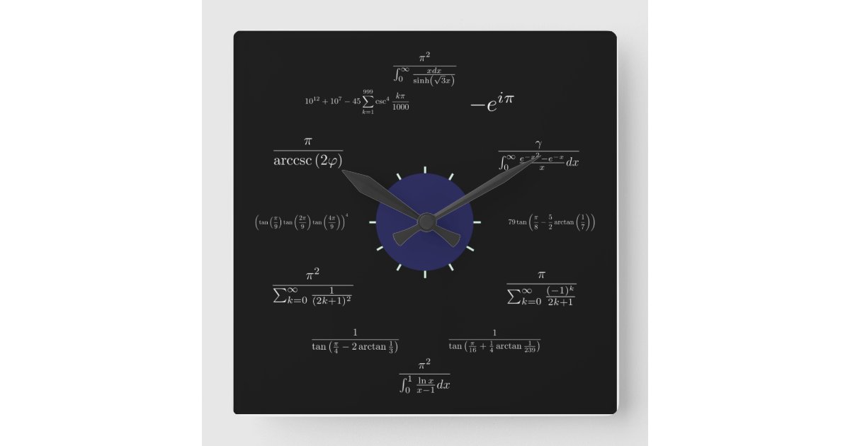 Math (black) square wall clock | Zazzle