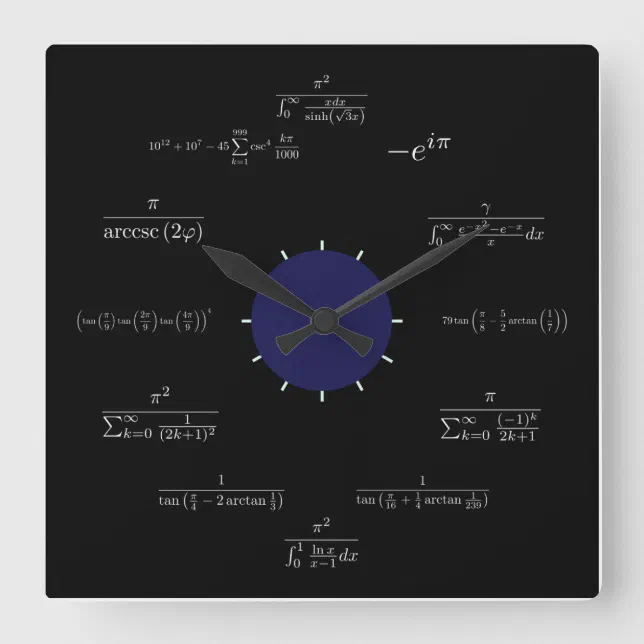 Math (black) square wall clock | Zazzle