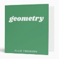 Math Class Custom Name Monogram School Green 3 Ring Binder | Zazzle