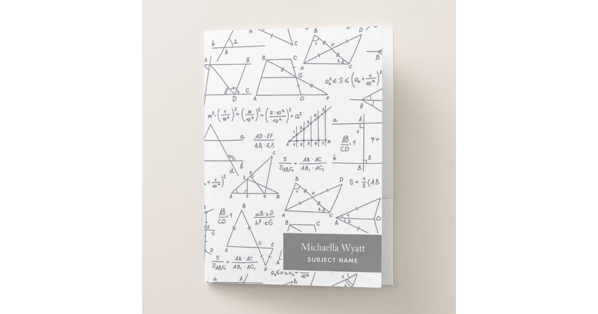 Math Diagrams and Formulae Pattern Modern Teachers Pocket Folder | Zazzle