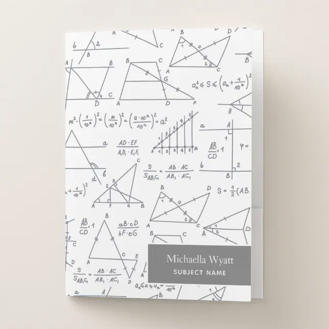 Math Diagrams and Formulae Pattern Modern Teachers Pocket Folder | Zazzle