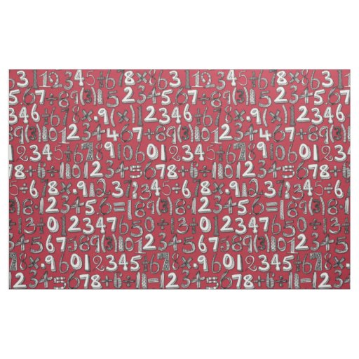 math doodle red fabric | Zazzle