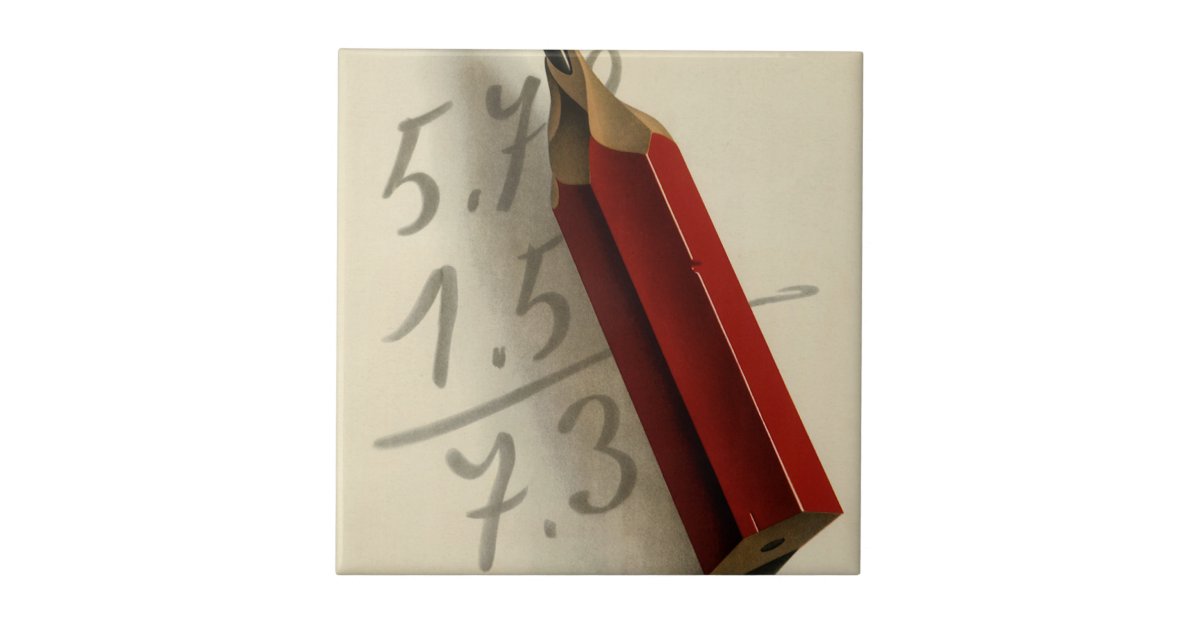 Math Equation with Red Pencil, Vintage Business Ceramic Tile | Zazzle