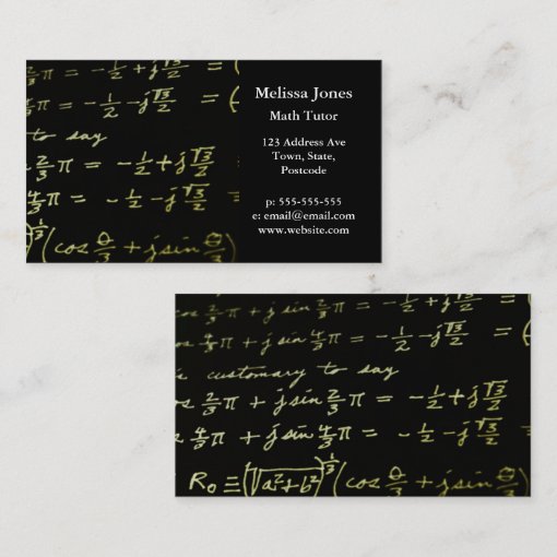 Math equations blackboard maths tutor / teacher business card | Zazzle