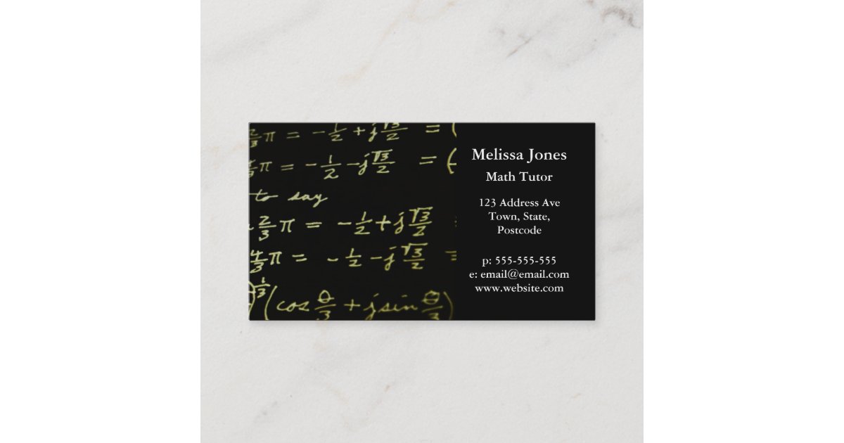 Math equations blackboard maths tutor / teacher business card | Zazzle