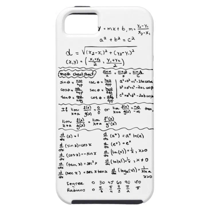 Math Equations Cheat Sheet iPhone 5 Case | Zazzle