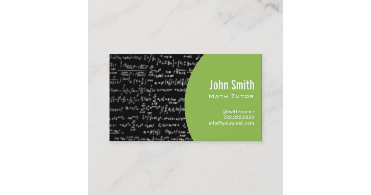 Math Equations Math Tutor Business Card (green) | Zazzle